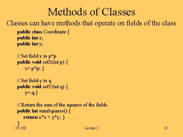 Methods of Classes