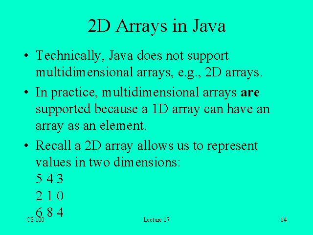 2D Arrays in Java