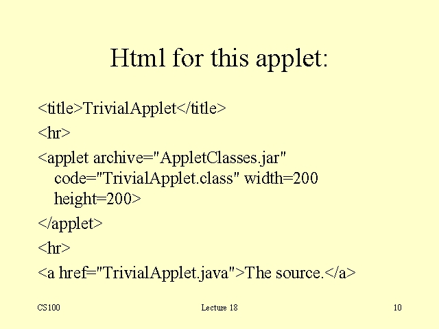 Html for this applet: