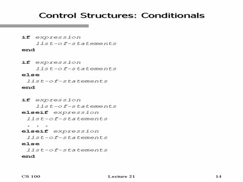 Control Structures: Conditionals